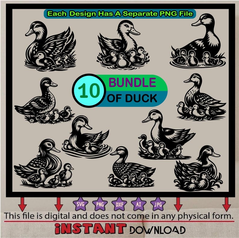 MOTHER DUCK With DUCKLINGS Svg, Duck With Ducklings Svg Files for ...