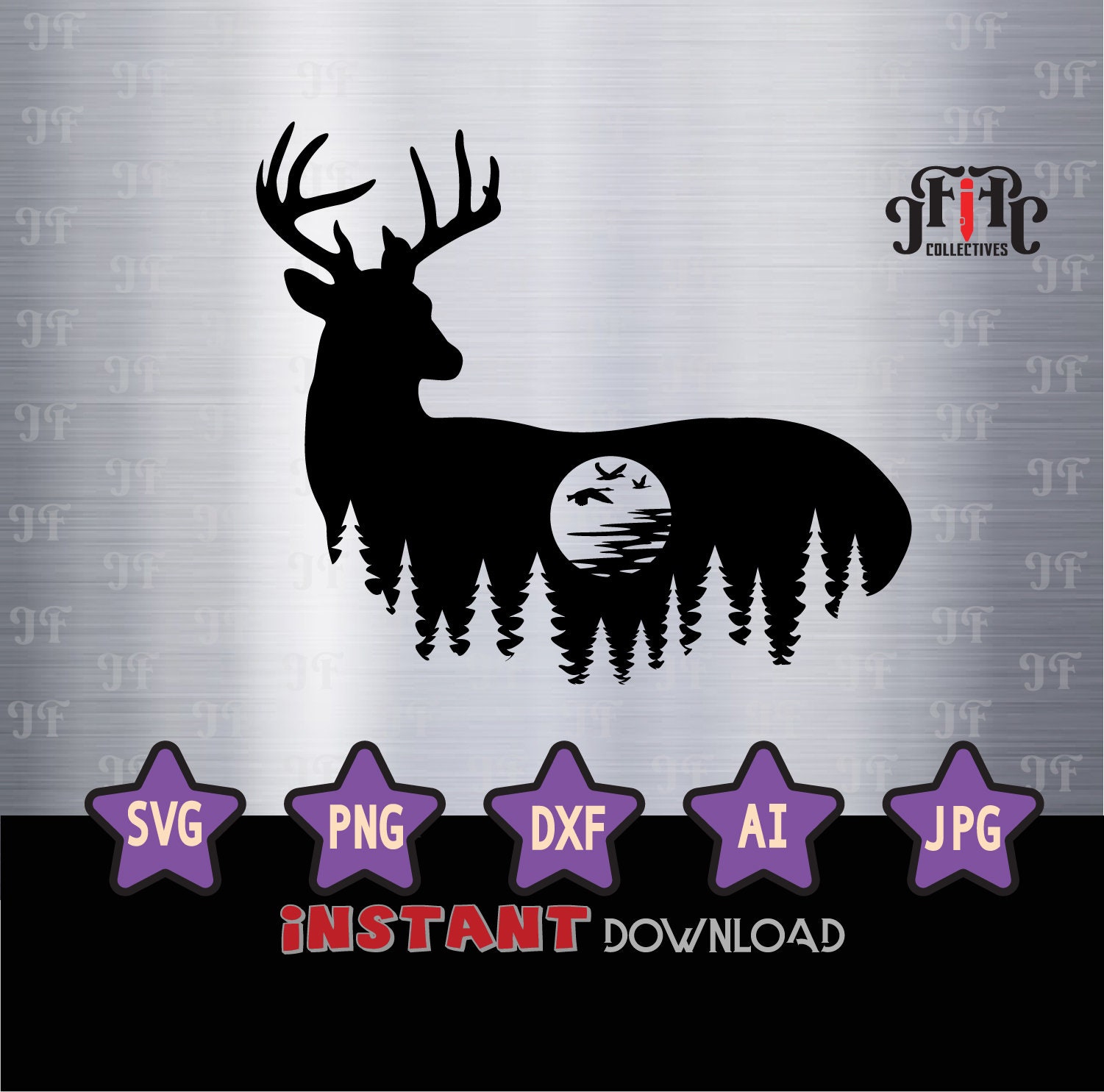 Deer Scene Svg Deer Clipart Forest Animal Stencil Deer Nature T-shirt ...