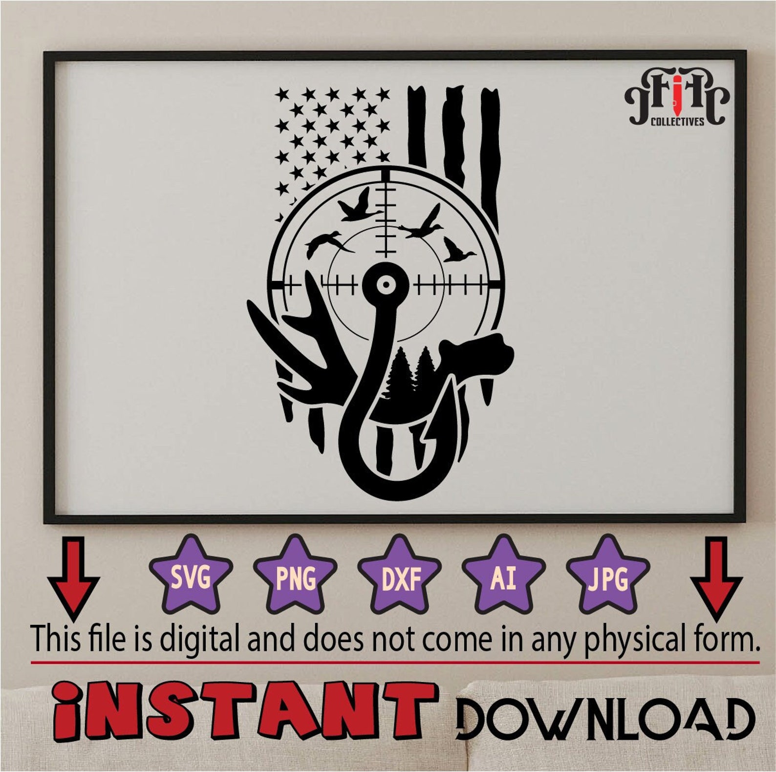 US Hunting Svg File || Deer Duck Fish Hunting Svg || Hunting Shirt ...