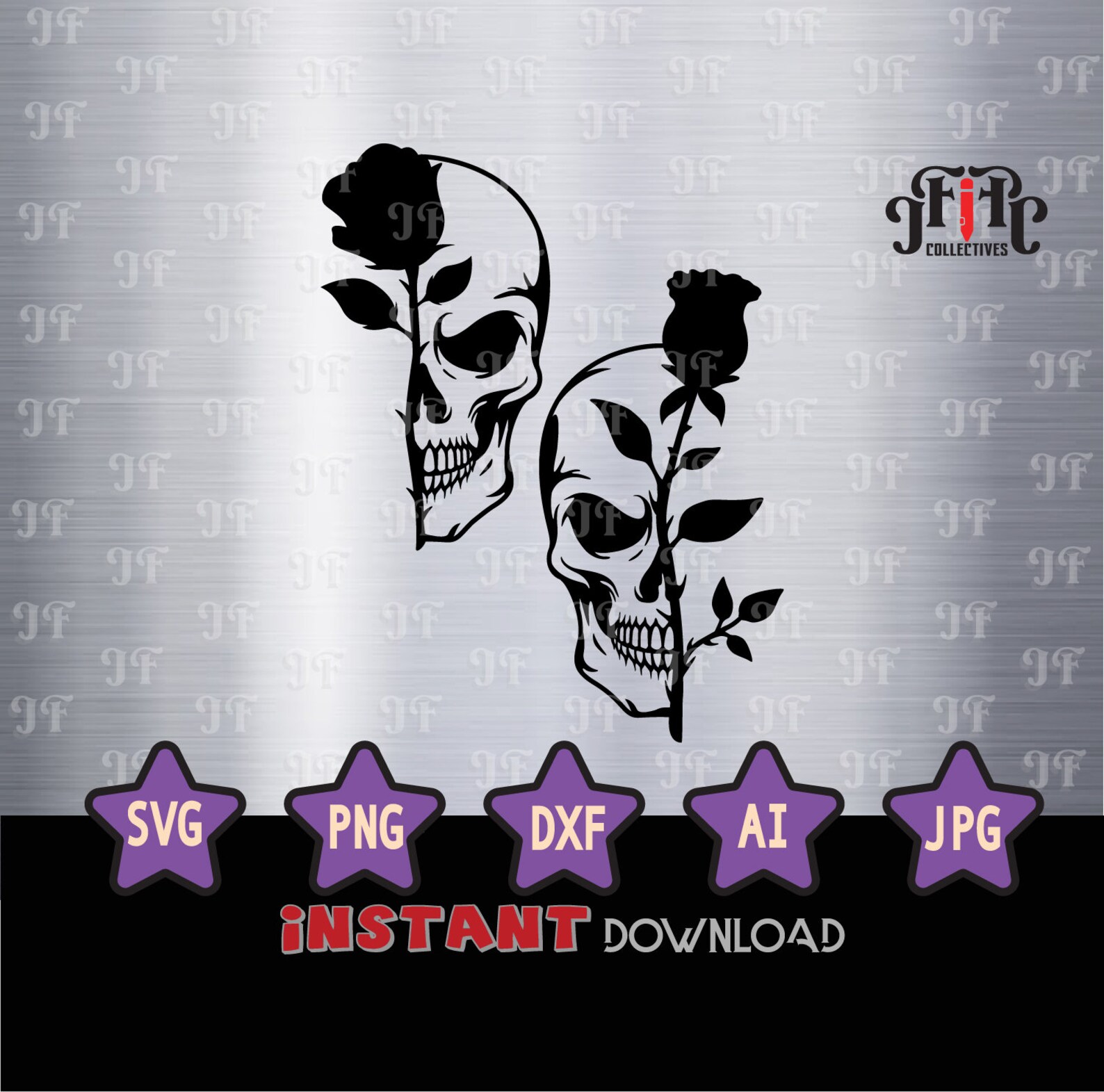 Rose Skull Svg Skull With Flower Svg Skull Svg Half Skull Floral Svg ...