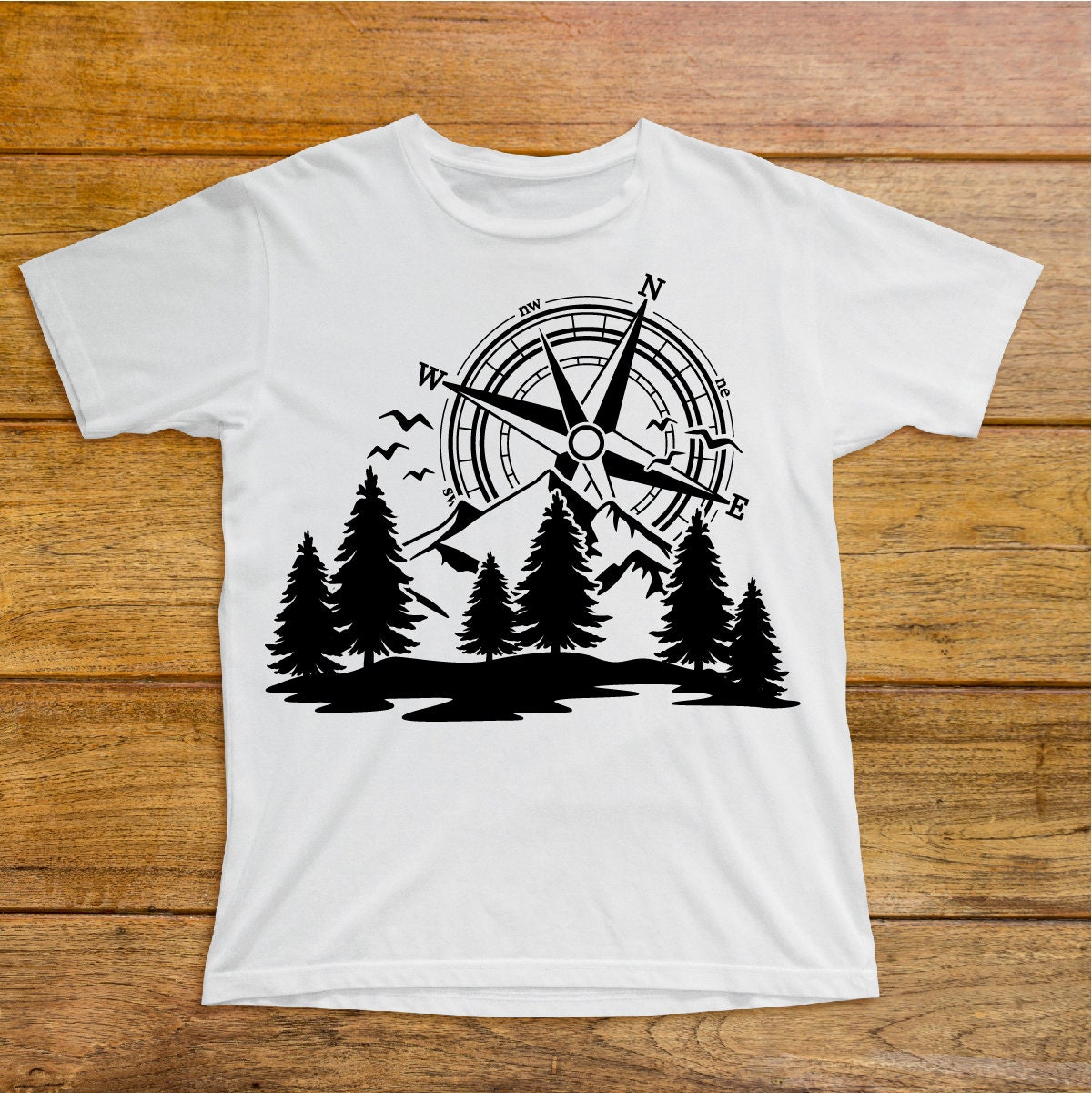 Compass and Mountains Svg | Compass and Forest Svg | Nature Svg ...
