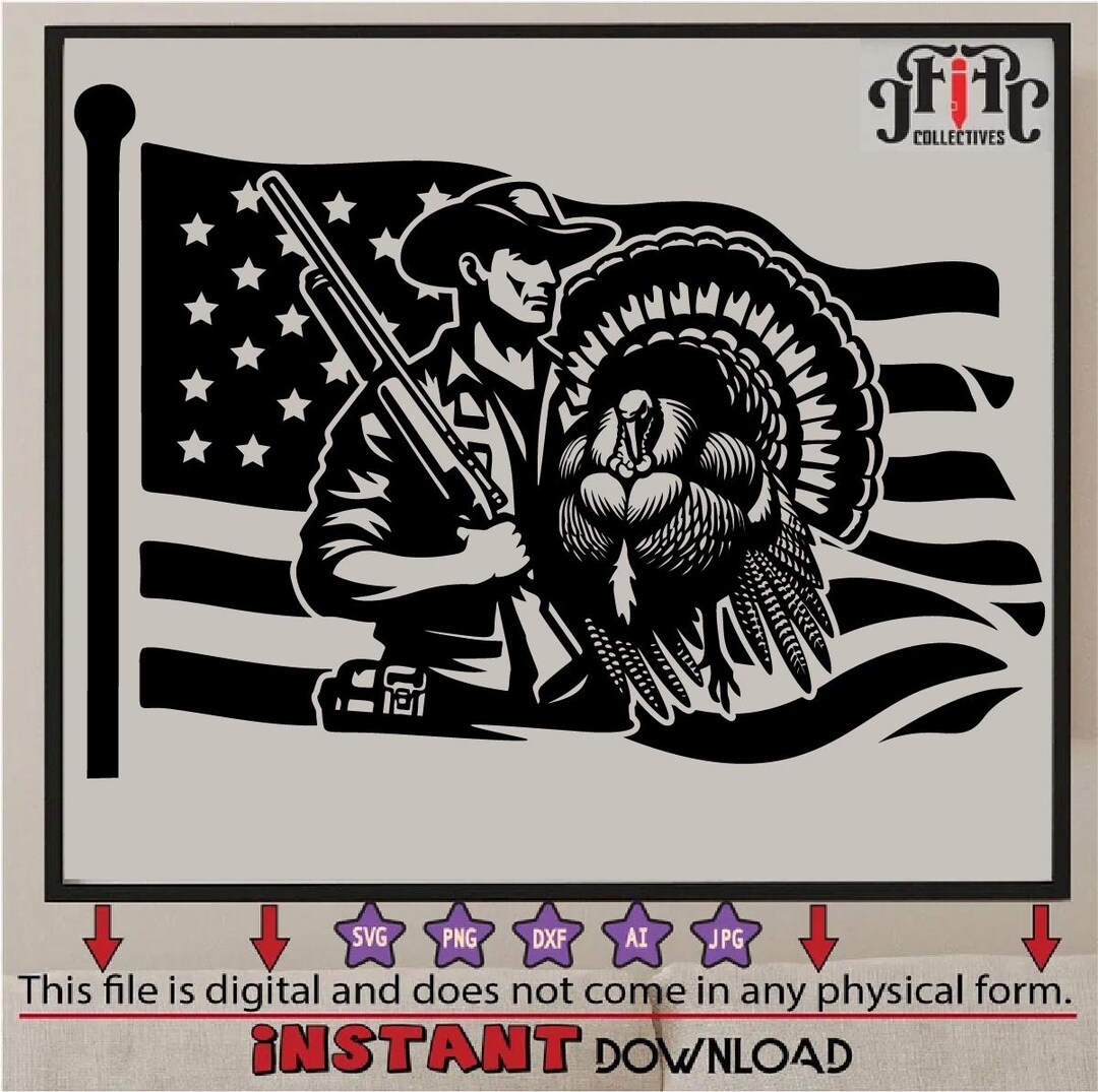 American Wild Turkey Hunter Svg - Gobble up Adventure With Patriotic ...