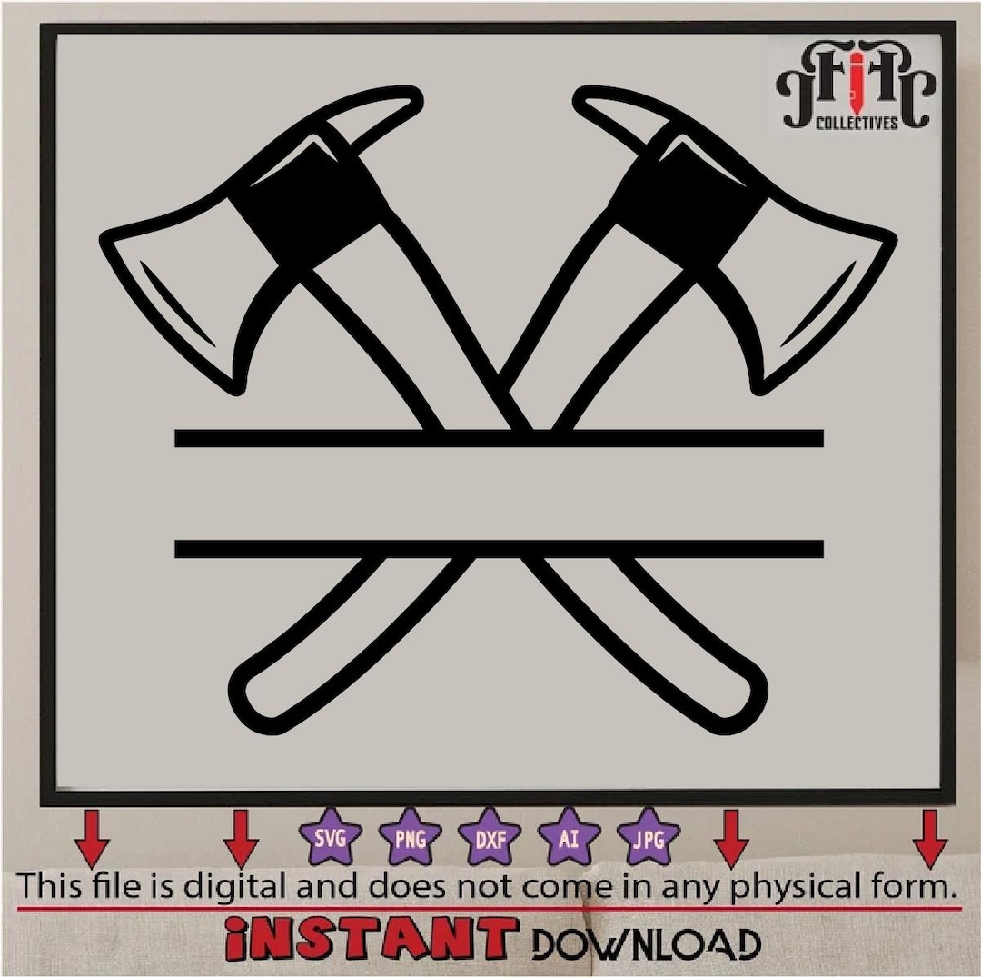 Crossed Firefighter Axe Svg, Split Monogram Svg, Fireman Axe Svg ...