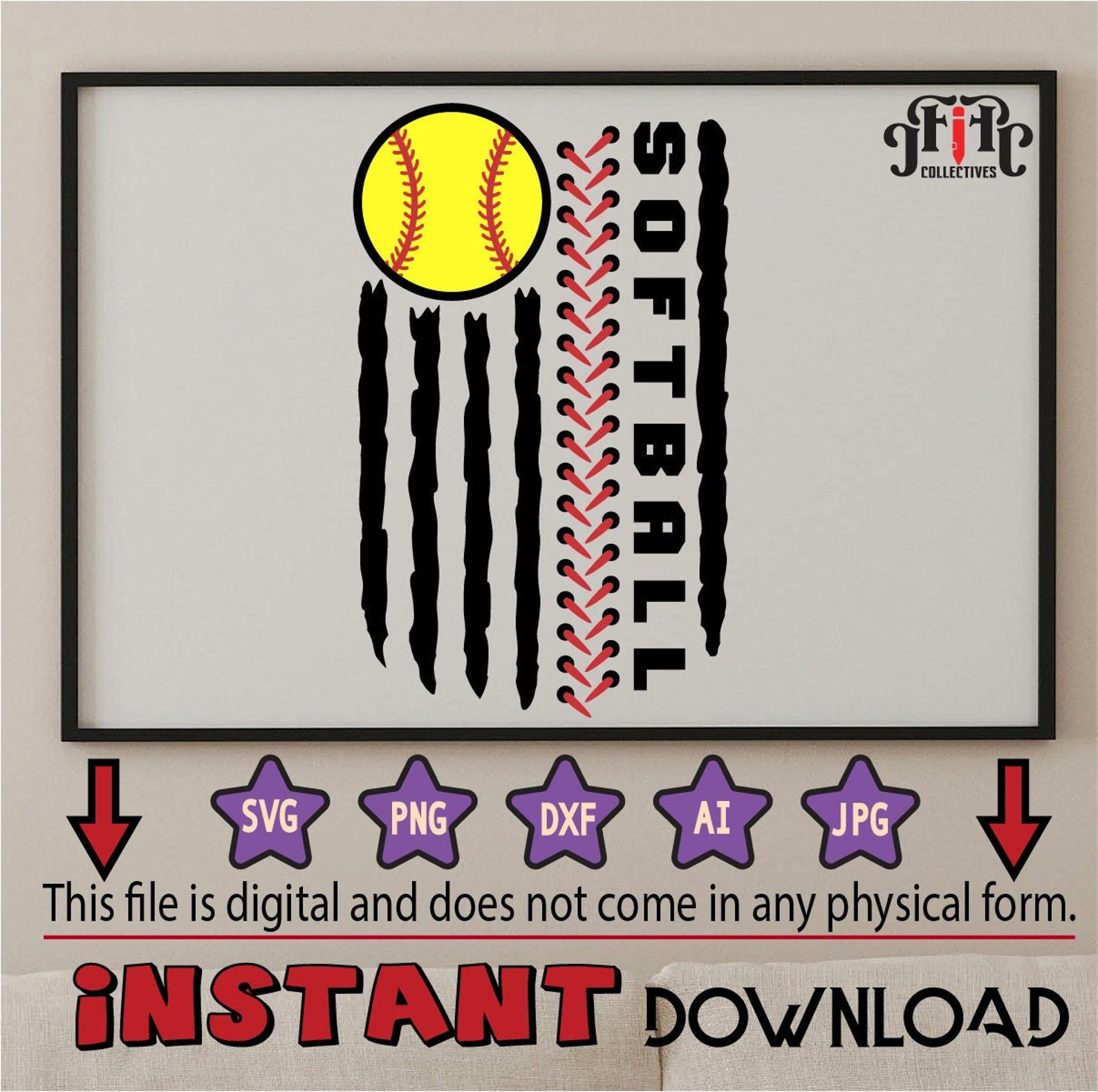 Softball American Flag SVG, Softball Mom SVG, Distressed USA Softball ...