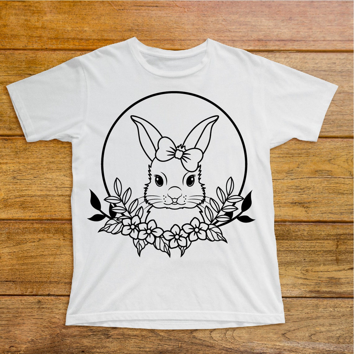 Bunny Svg,easter Bunny,cricut,rabbit SVG Outline,bunny Flowers,bunny ...