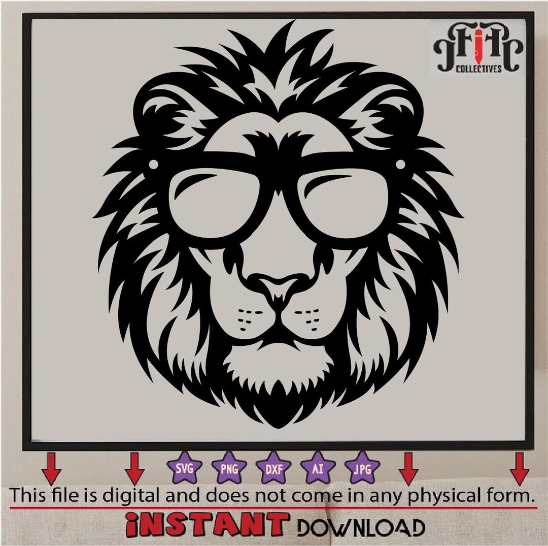 Lion Svg Cut File, Lion With Glasses Svg, Wild Animal Svg, Cricut ...