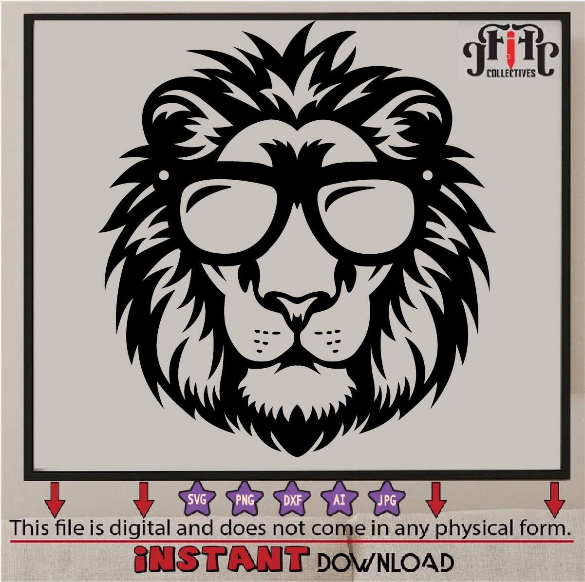 Lion Svg Cut File, Lion With Glasses Svg, Wild Animal Svg, Cricut ...