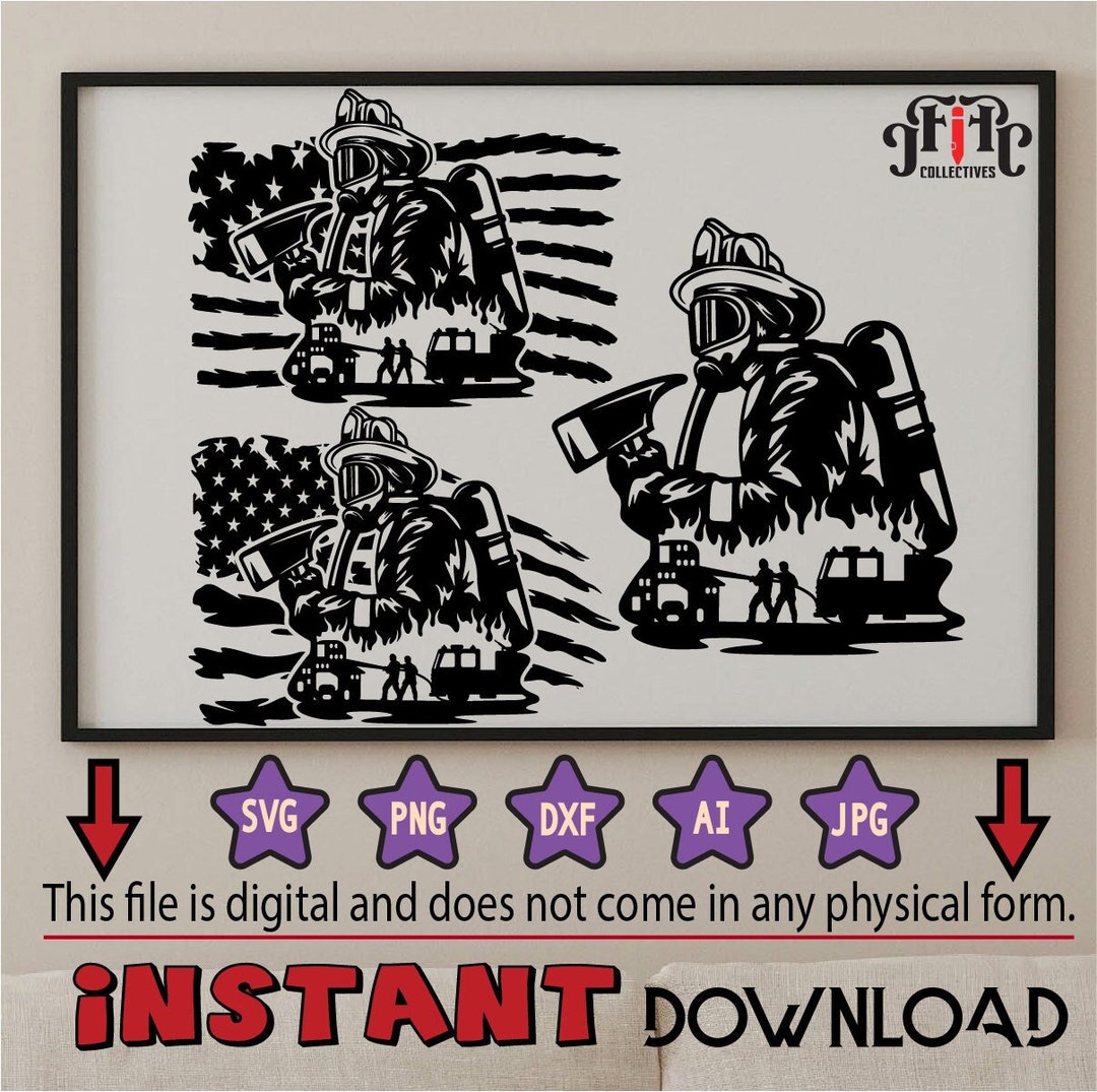US Fire Fighter Svg | Fire Fighter Clipart | US Fireman Bundle Svg ...