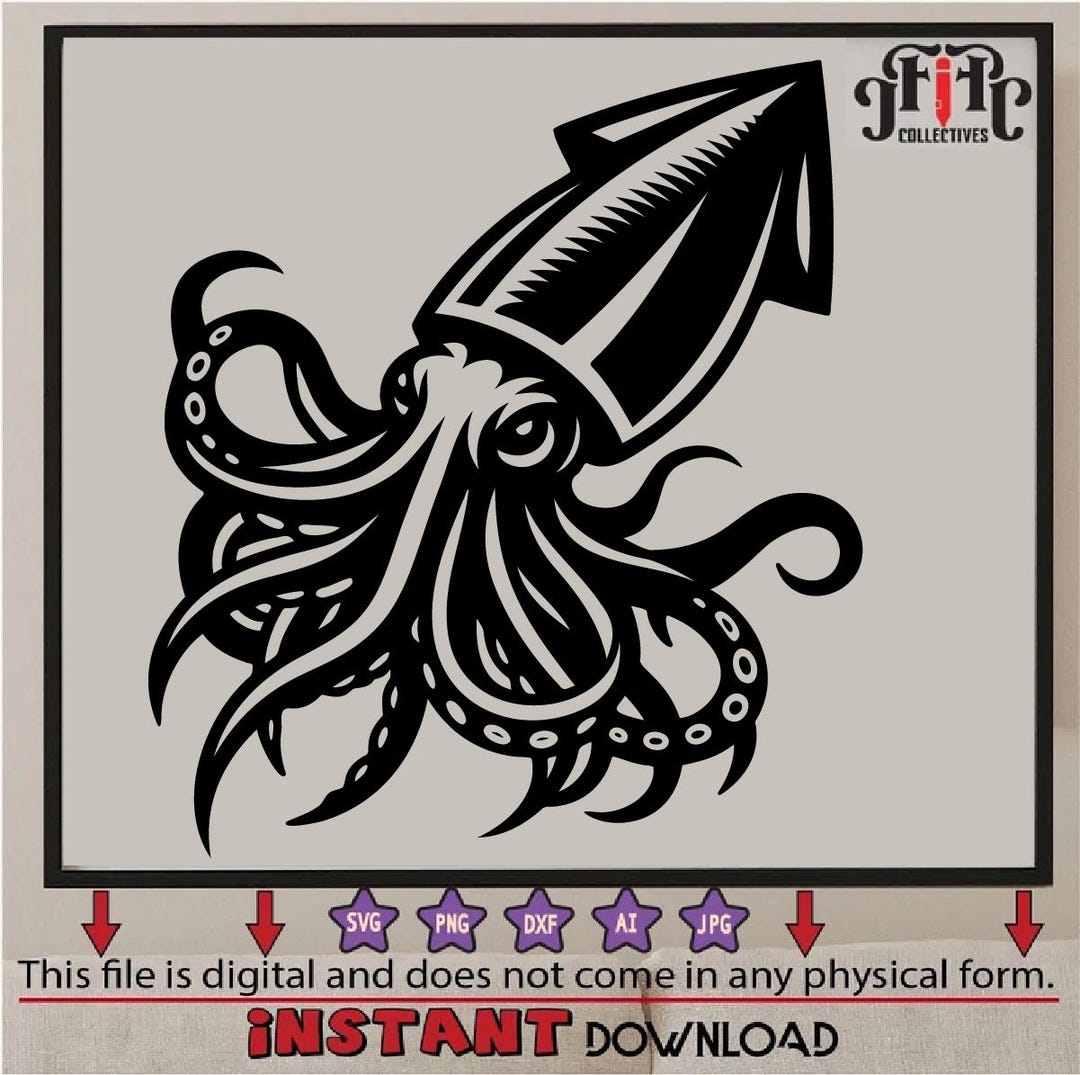 Whimsical Squid SVG - Create Underwater Magic With This Cute Design,adorable Squid Svg:ocean ...