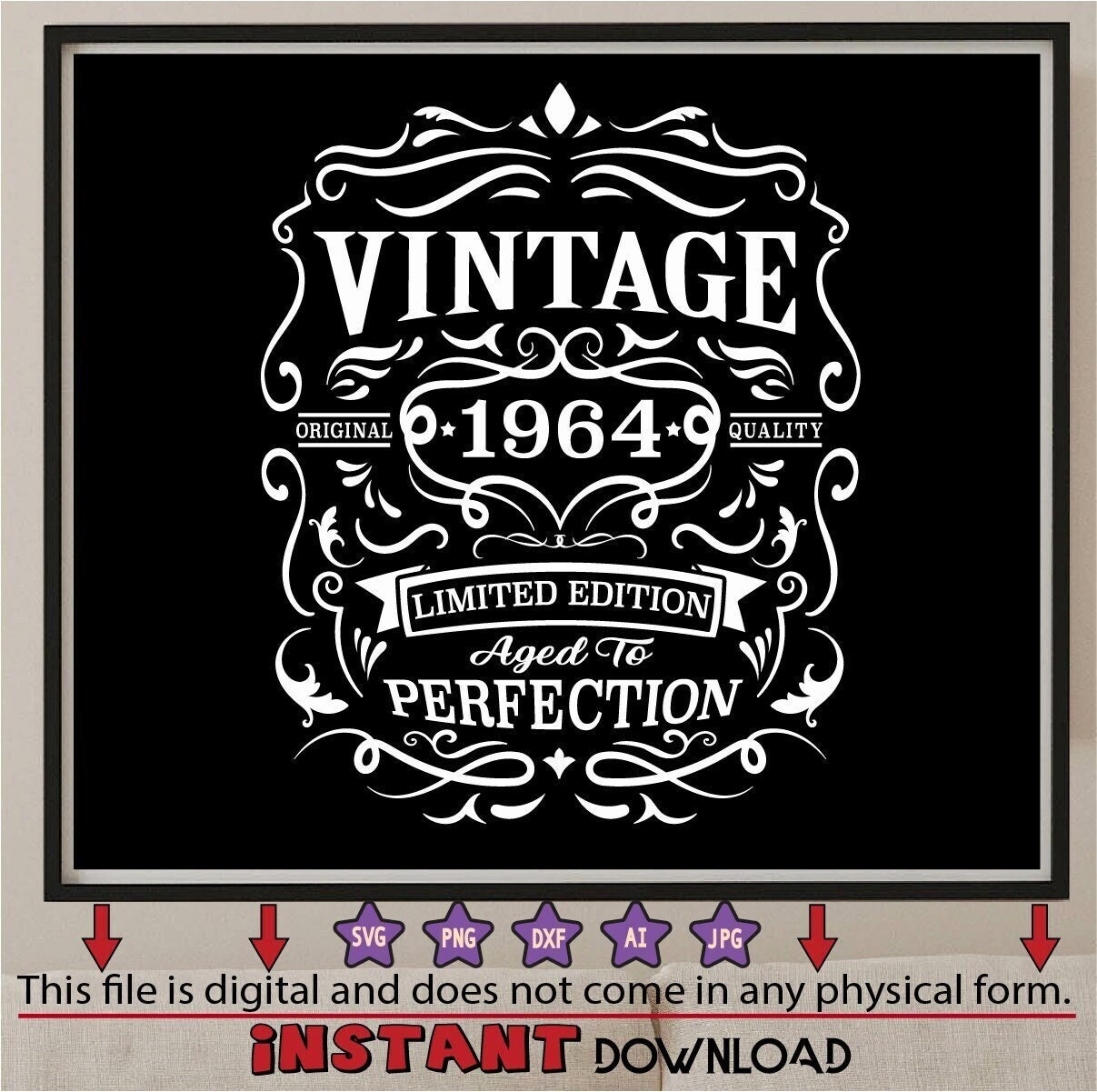 60th Birthday Svg | 60th Birthday Shirt | Vintage 1964 Svg | 1964 Aged ...