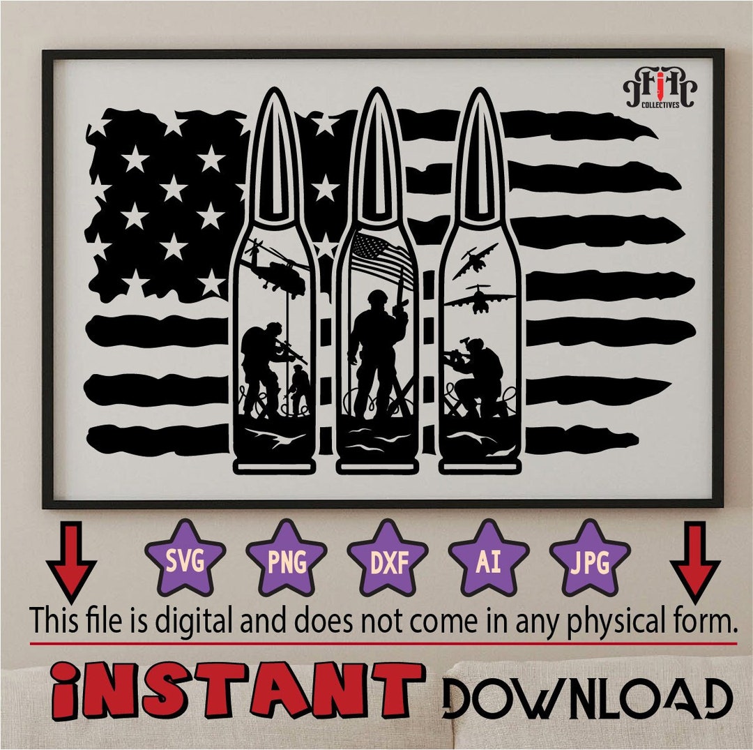 US Bullet Soldier Scene Svg | Military Scene Svg | Veteran Svg | US ...