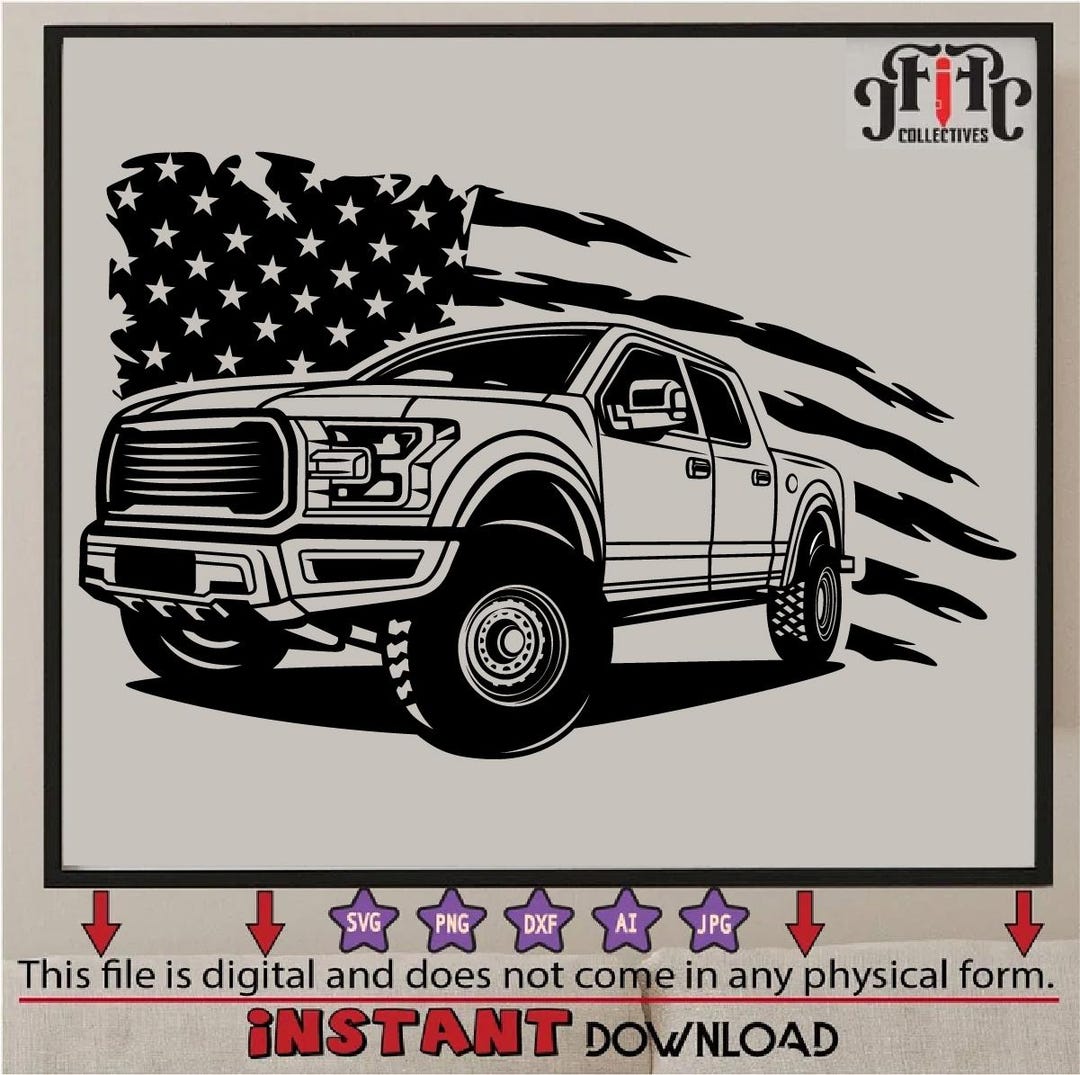 Us Flag Off-road Truck SVG, 4x4 SUV Vehicle Offroad Truck Svg, Silhouette, Cut File Instant ...