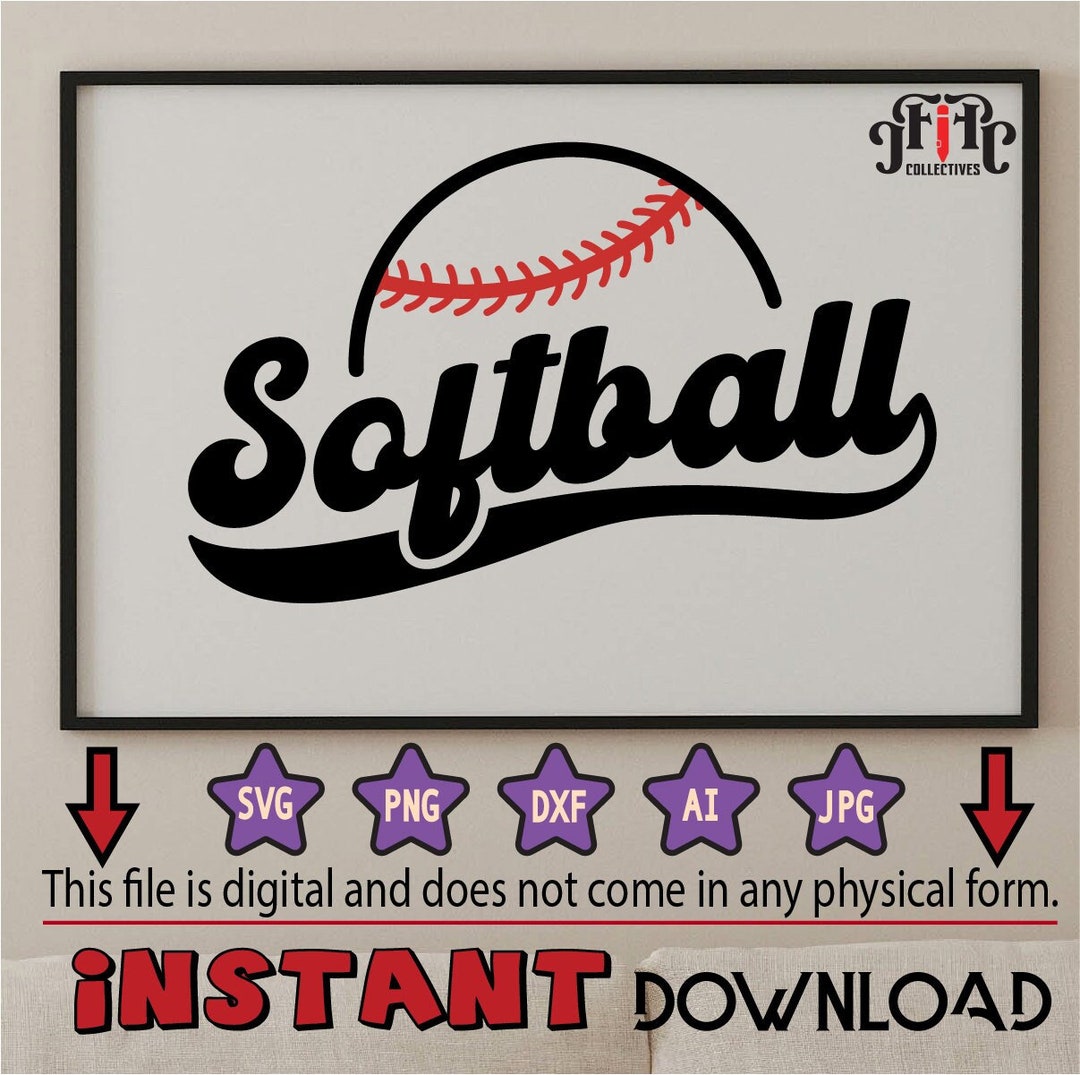 Softball Text Svg, Cricut, Softball Svg ,baseball Clip Art, Softball ...