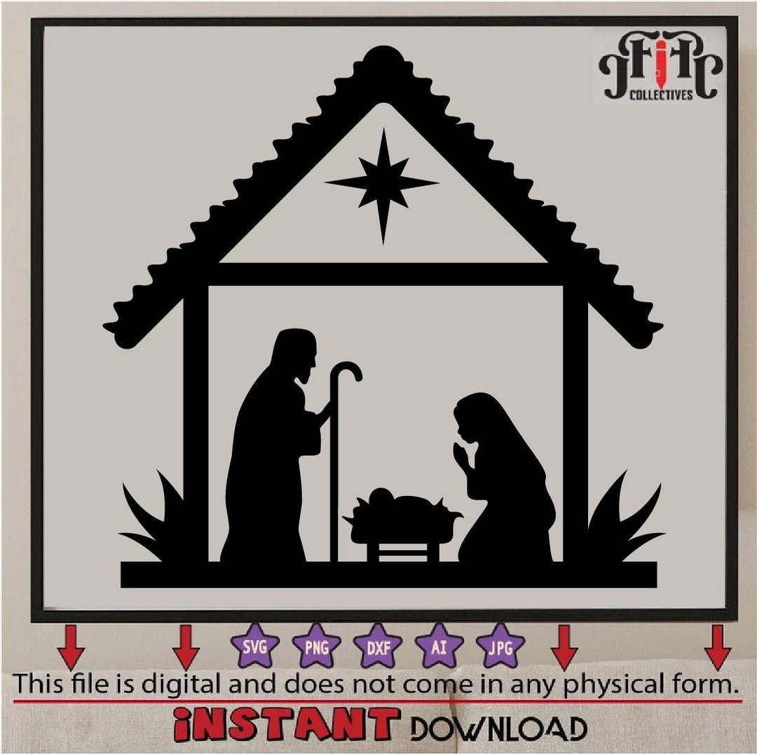 Nativity Scene SVG, Nativity SVG, Png, Eps, Dxf, Jpg | Instant Digital ...