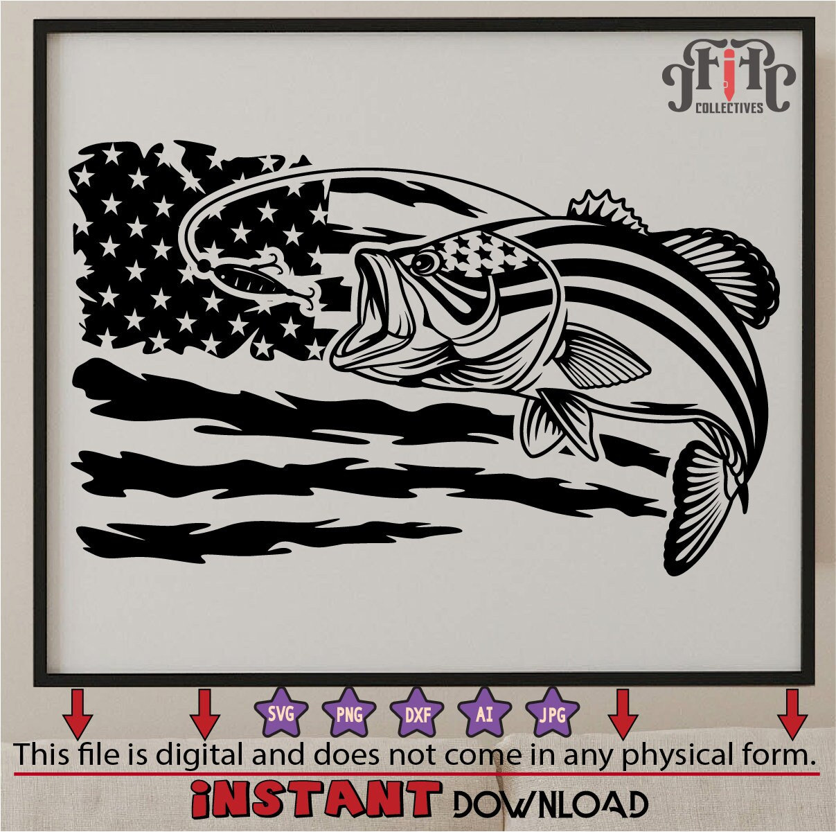 US Bass Fishing Svg File | Us Bass Angling Svg | Bass Fish Svg | US ...