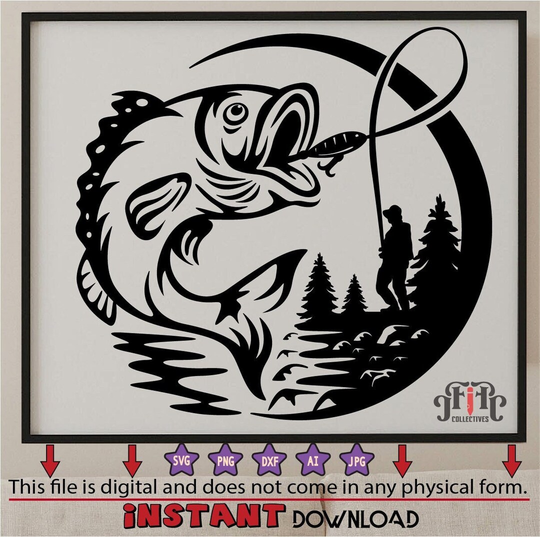 Fisherman Catching Fish SVG, EPS, PNG, Pdf / Fishing Svg / Cut File ...