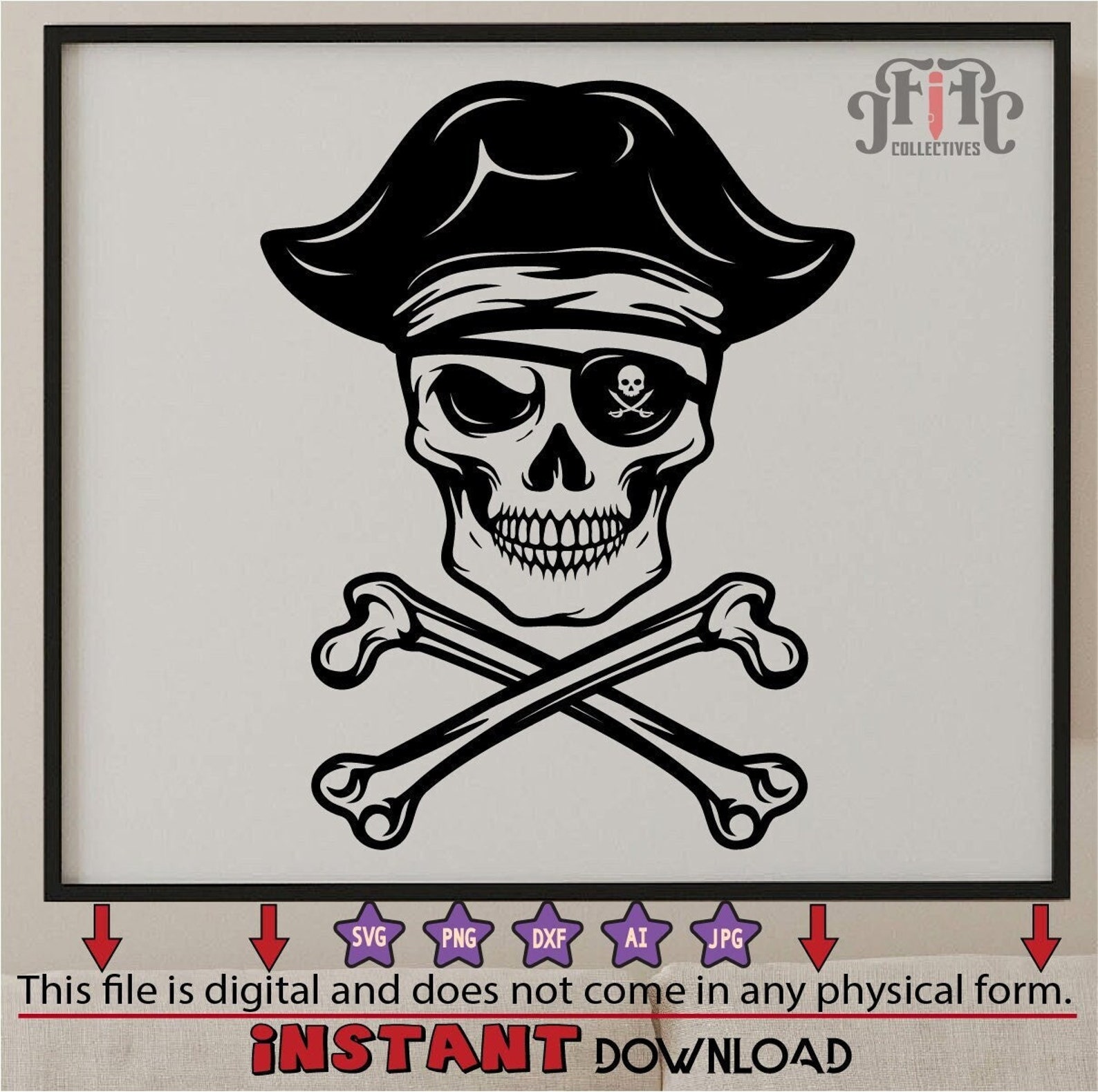 Pirate Skull With Crossed Bones Svg Skull Svg Crossed Bones Svg Jolly Roger Svg Corsairs Svg ...