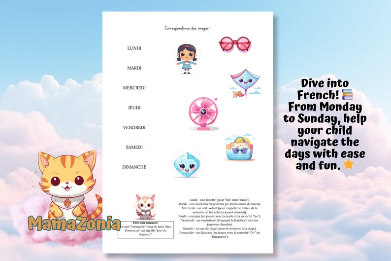 French Days of the Week Exercises for Kids 5 exercices Sur Les Jours De ...