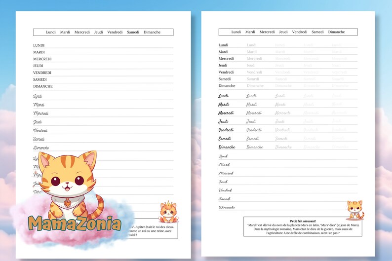 French Days of the Week Exercises for Kids 5 exercices Sur Les Jours De ...