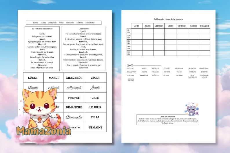French Days of the Week Exercises for Kids 5 exercices Sur Les Jours De ...