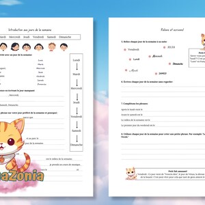 French Days of the Week Exercises for Kids 5 exercices Sur Les Jours De ...