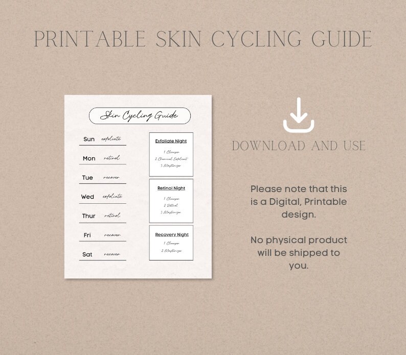 Skin Cycling Guide Cheat Sheet Skin Cycling Routine Printable Template ...