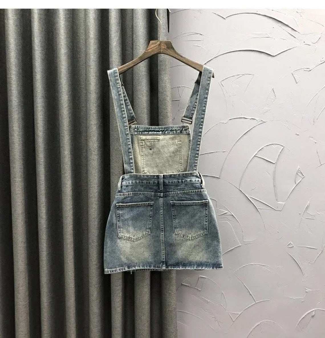 Distressed Denim Overall Mini Skirt Edgy and Versatile Fashion Piece - Etsy