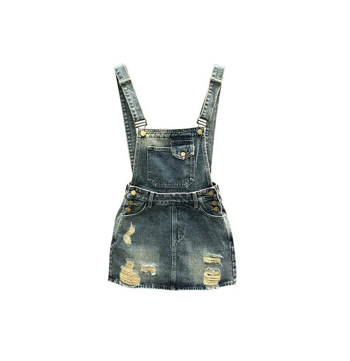 Distressed Denim Overall Mini Skirt Edgy and Versatile Fashion Piece - Etsy