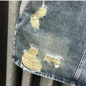 Distressed Denim Overall Mini Skirt Edgy and Versatile Fashion Piece - Etsy
