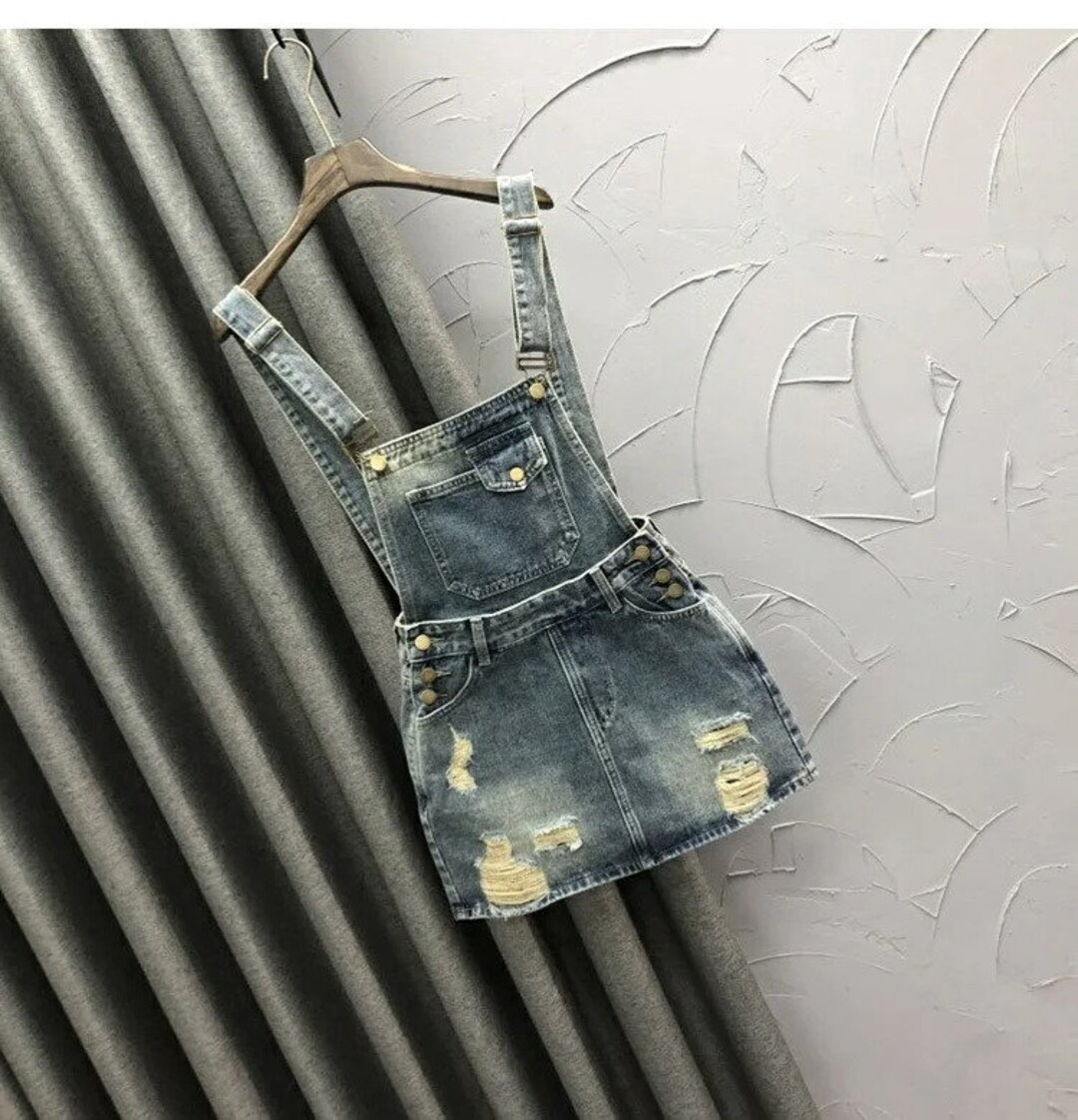 Distressed Denim Overall Mini Skirt Edgy and Versatile Fashion Piece - Etsy