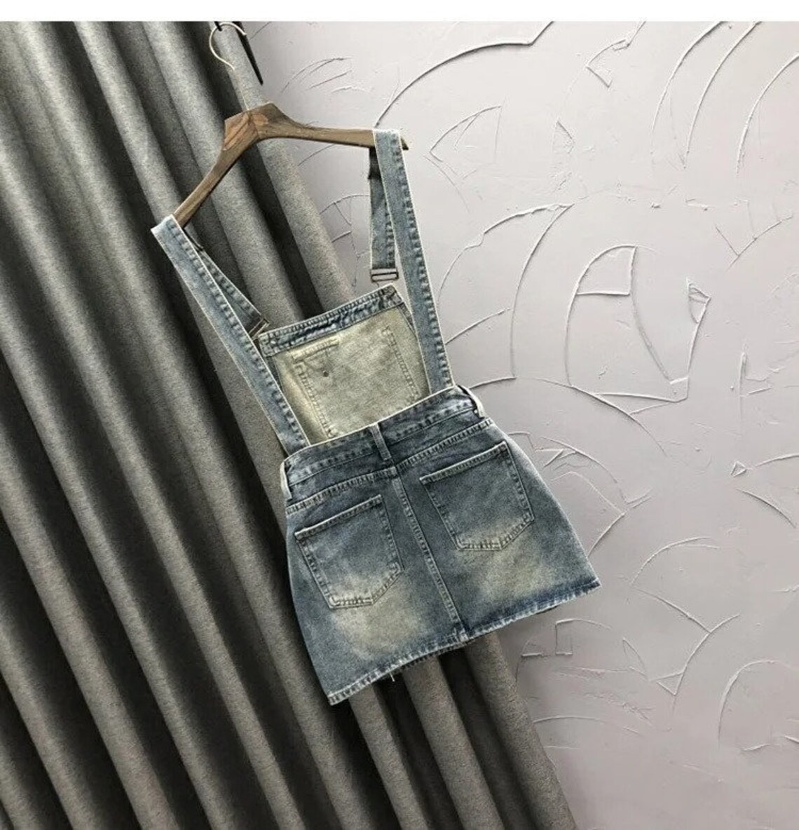 Distressed Denim Overall Mini Skirt Edgy and Versatile Fashion Piece - Etsy