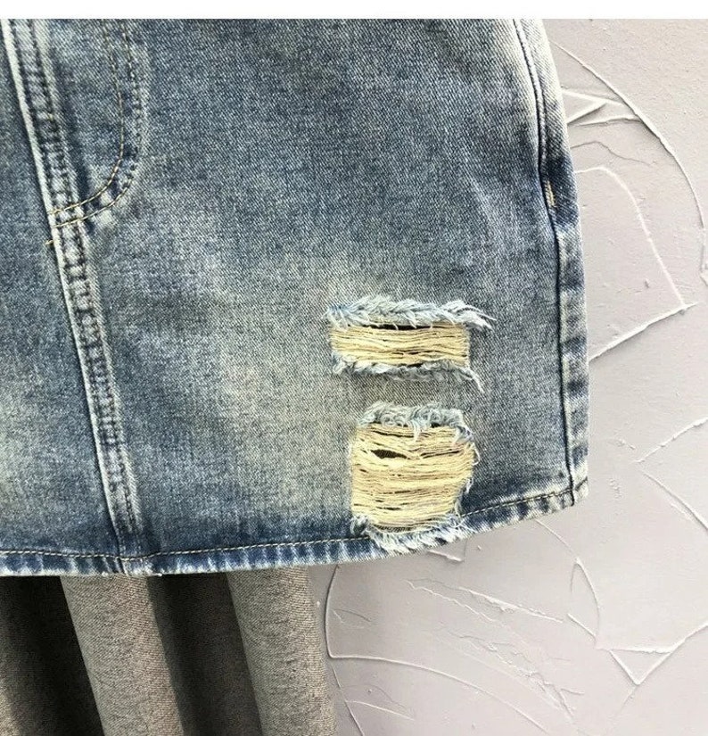Distressed Denim Overall Mini Skirt Edgy and Versatile Fashion Piece - Etsy