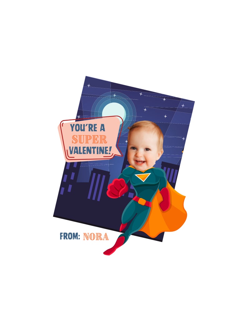 Custom Photo Superhero Valentine, Printable Valentine, Valentine Cards ...