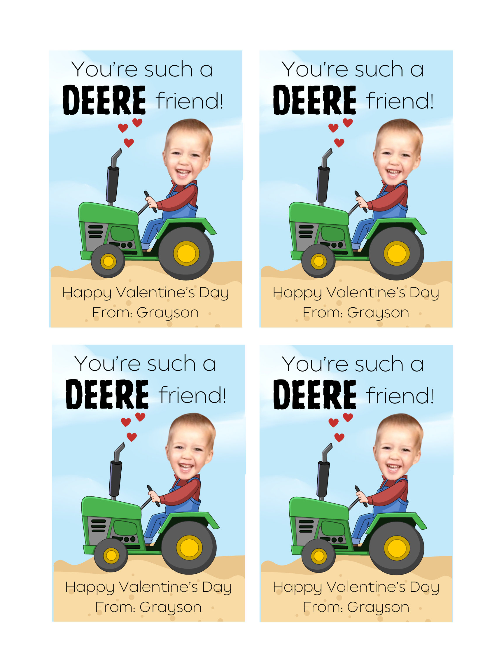 Custom Photo Tractor Valentine, Printable Valentine, Valentine Cards ...