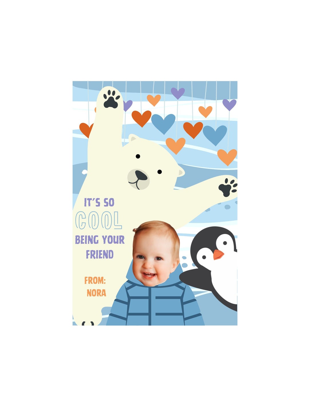 Custom Polar Bear Valentine, Printable Valentine, Valentine Cards ...