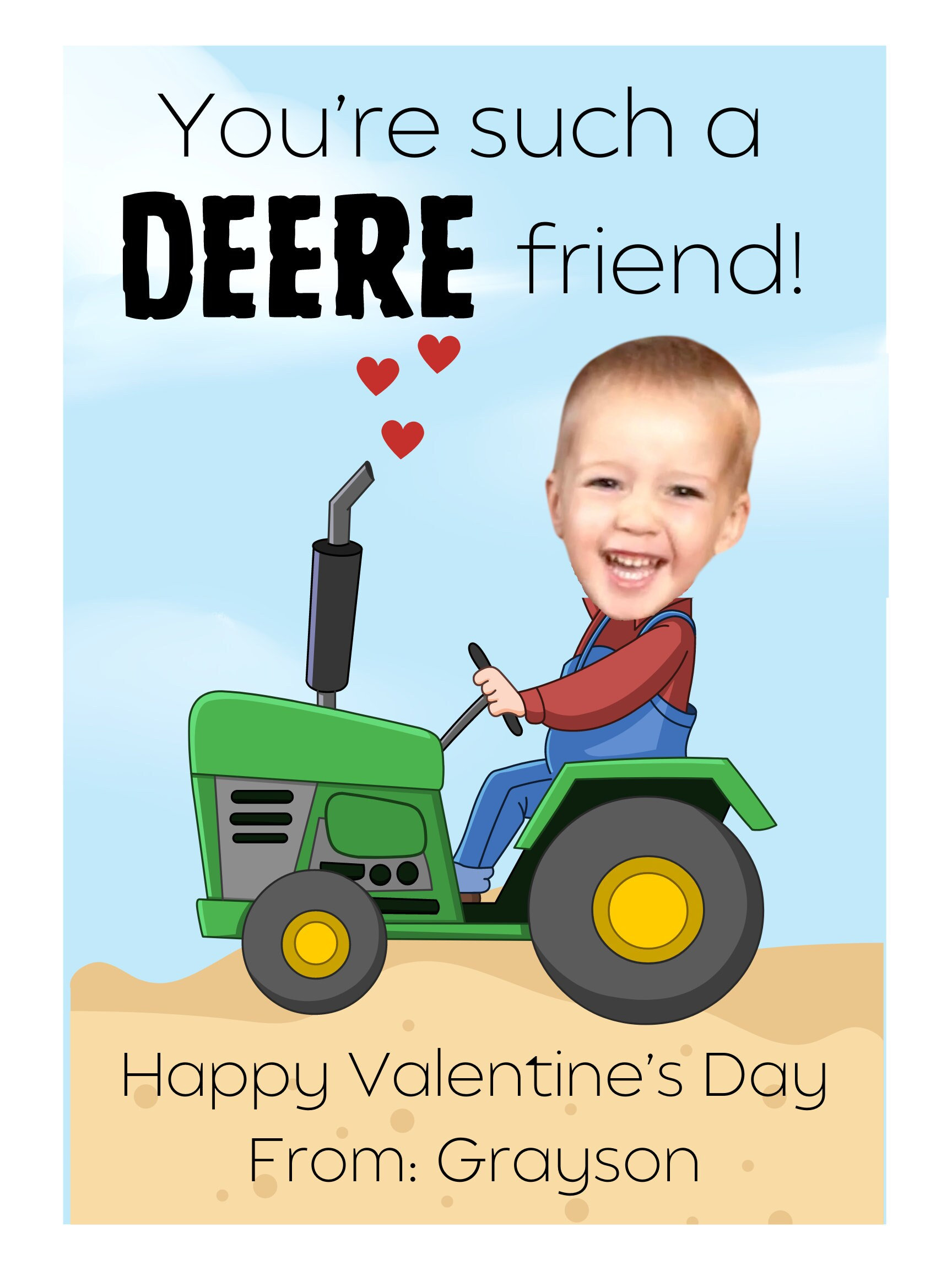 Custom Photo Tractor Valentine, Printable Valentine, Valentine Cards ...
