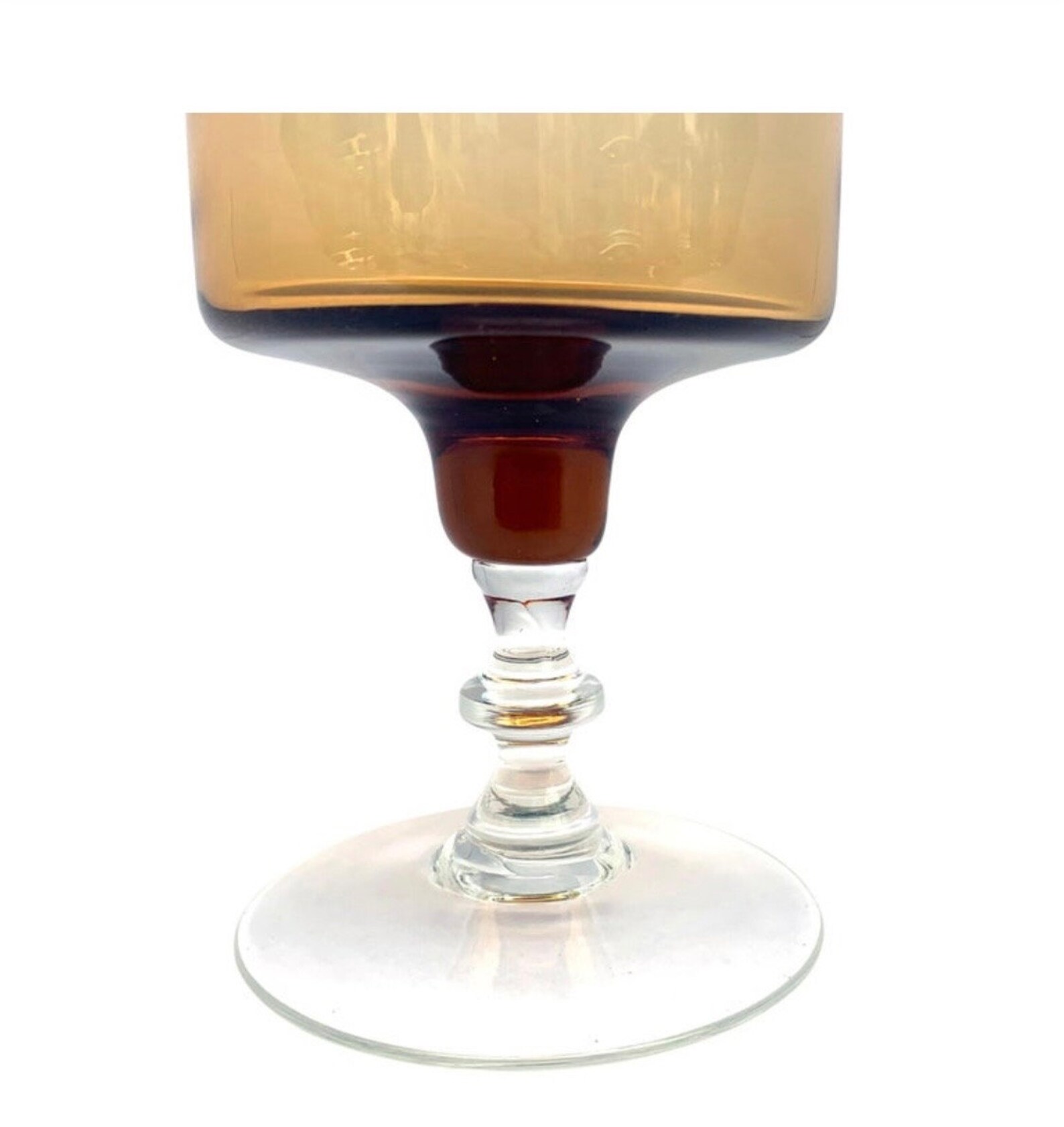 Mid Century Sasaki Regency Amber Stemware Set of 4 Water Goblets 6 Tall ...