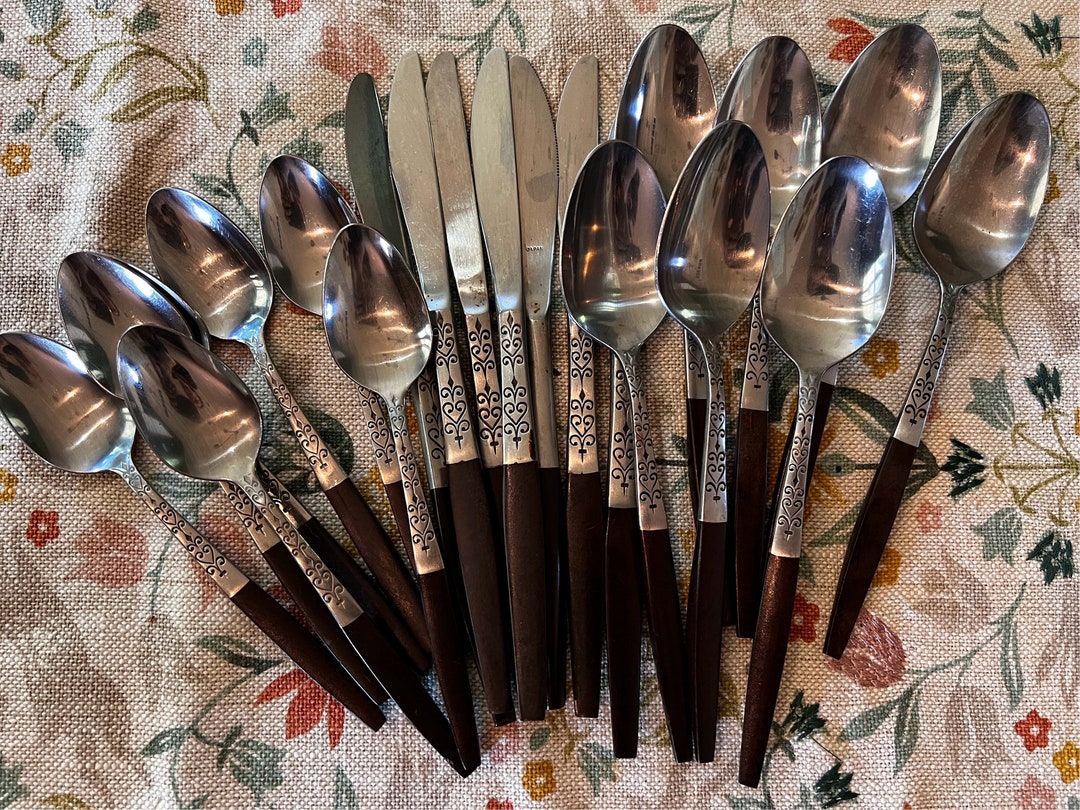 Interpur Stainless Steel Flatware Set of 7 Replacement Pieces Brown ...