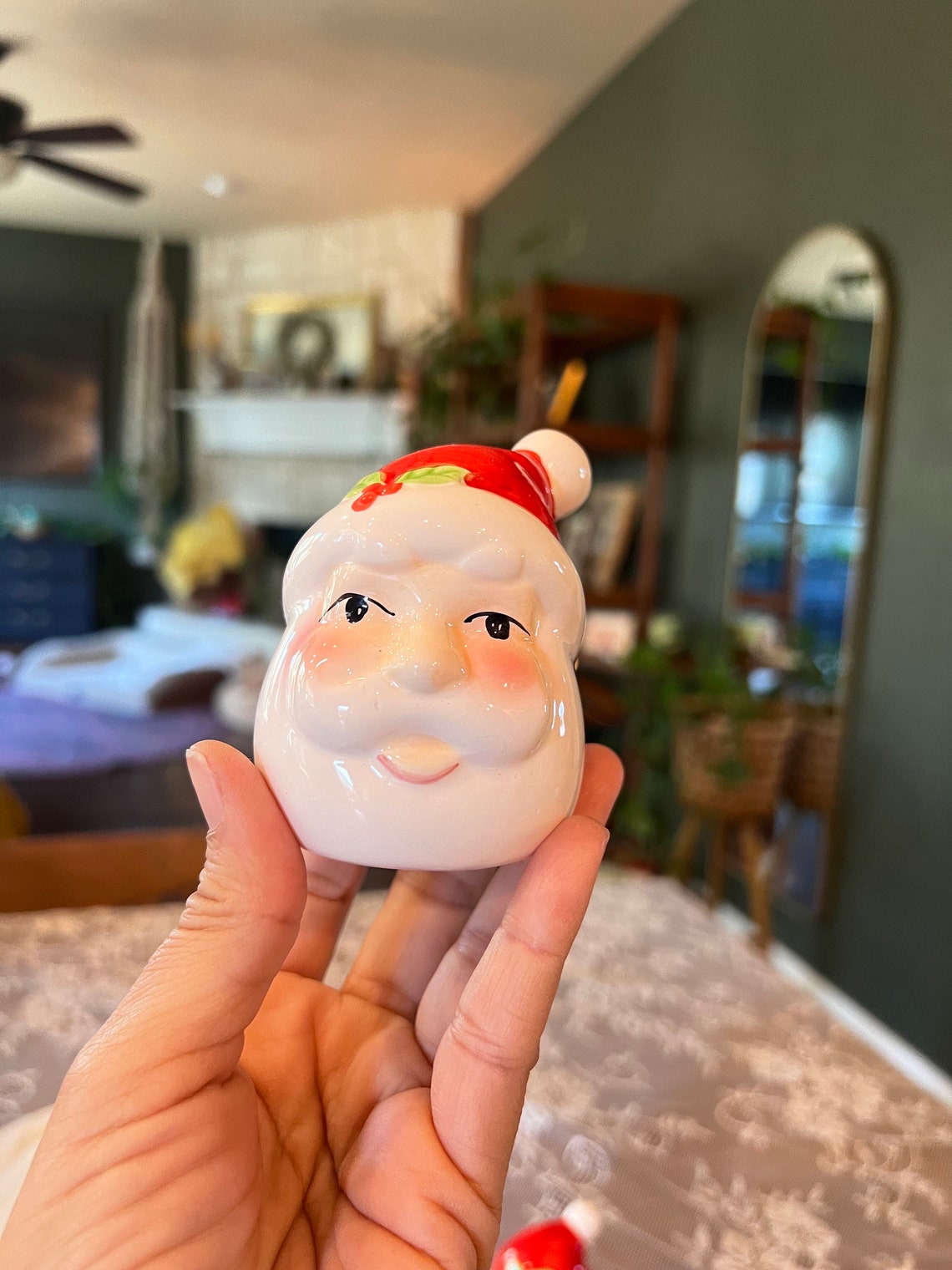 Vintage Santa Ceramic Toothpick Holder Holiday Christmas Winter Decor ...