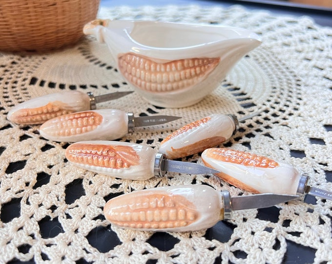 Vintage Corn Cob Holders Stainless Steel Set With Butter Dish - Etsy