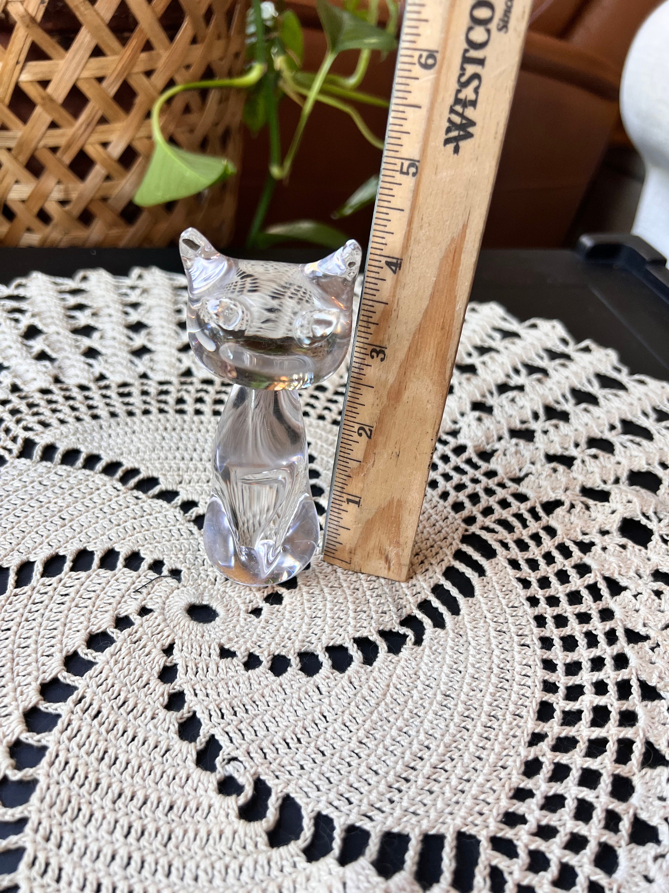 Vintage Glass Cat Figurine Sun Catcher Glass Cat Paperweight Cat Ts For Cat Lovers Etsy