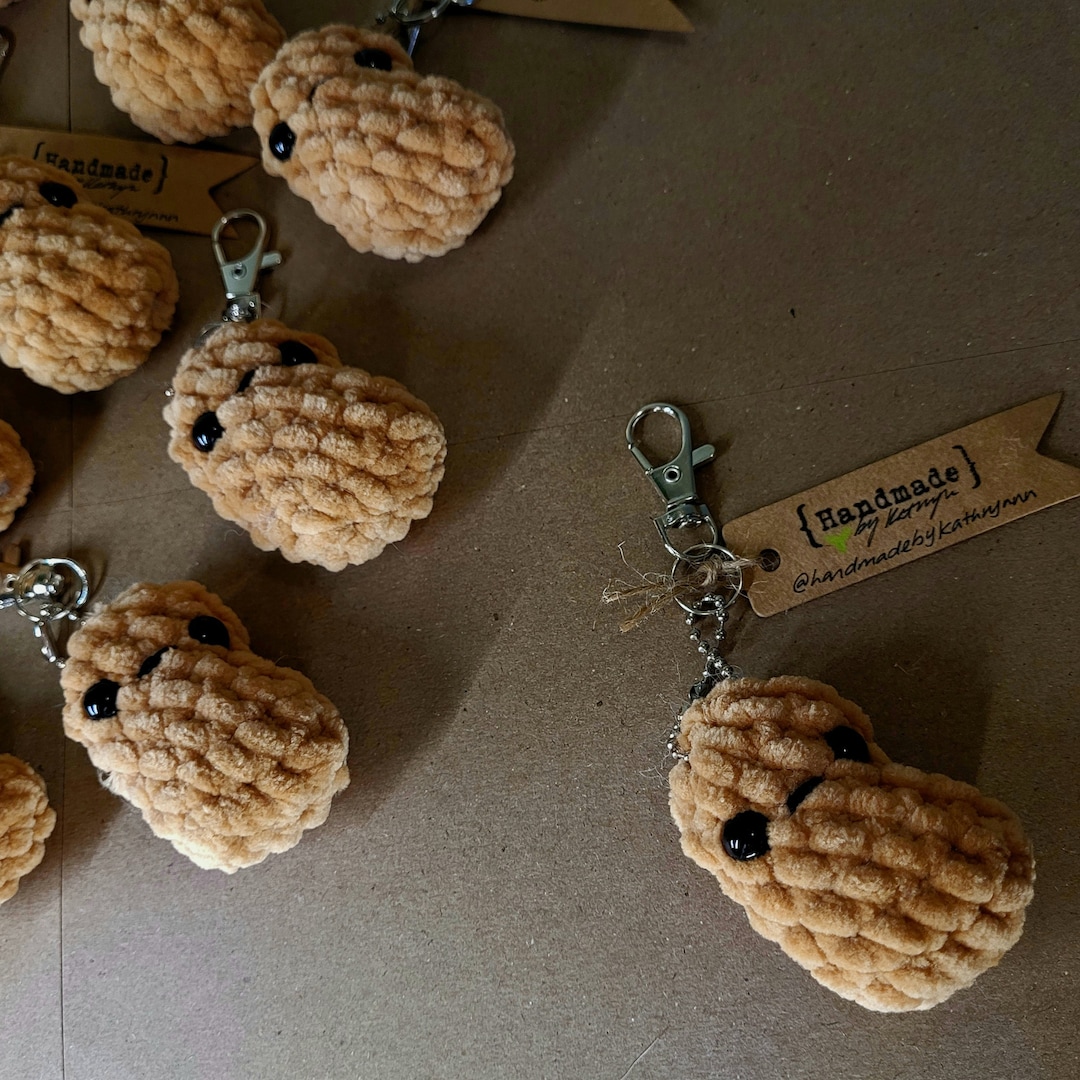 Crochet Mini Chicken Nugget Keyring | Handmade, Stuffed, Amigurumi ...
