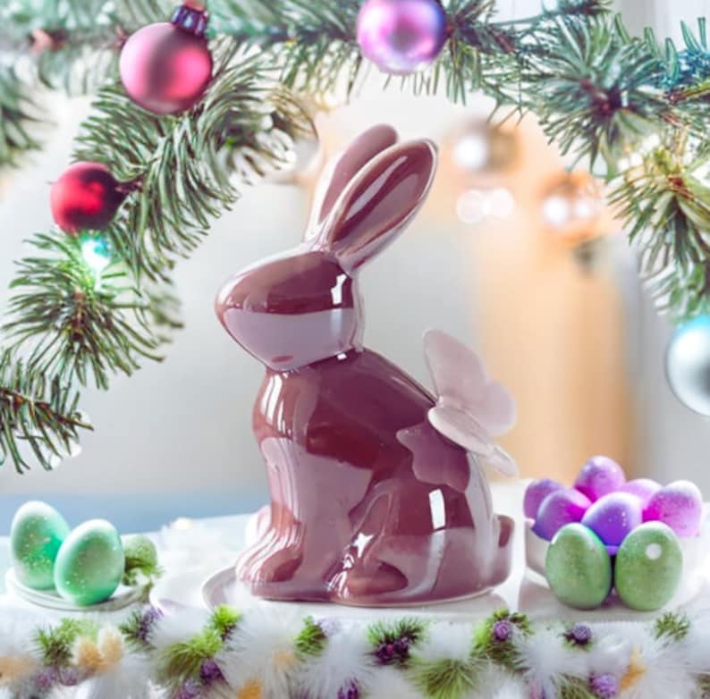 Ceramic Easter Bunny Statue Easter Decor Spring Animal Decor Bunny ...