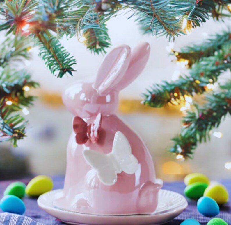 Ceramic Easter Bunny Statue Easter Decor Spring Animal Decor Bunny ...