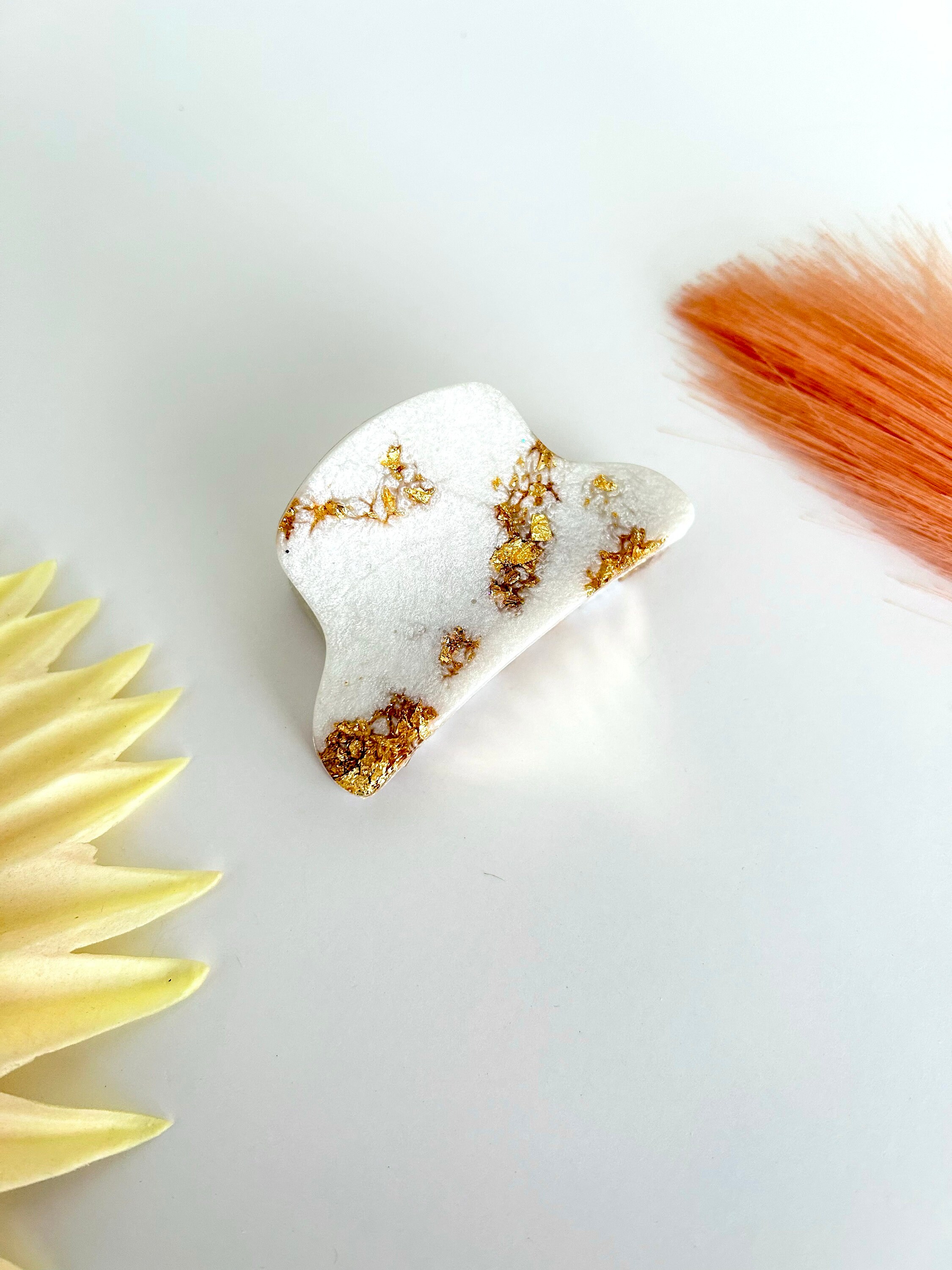Marble Look Claw Clips, Marbled Effect, Black and Gold Marble, White ...