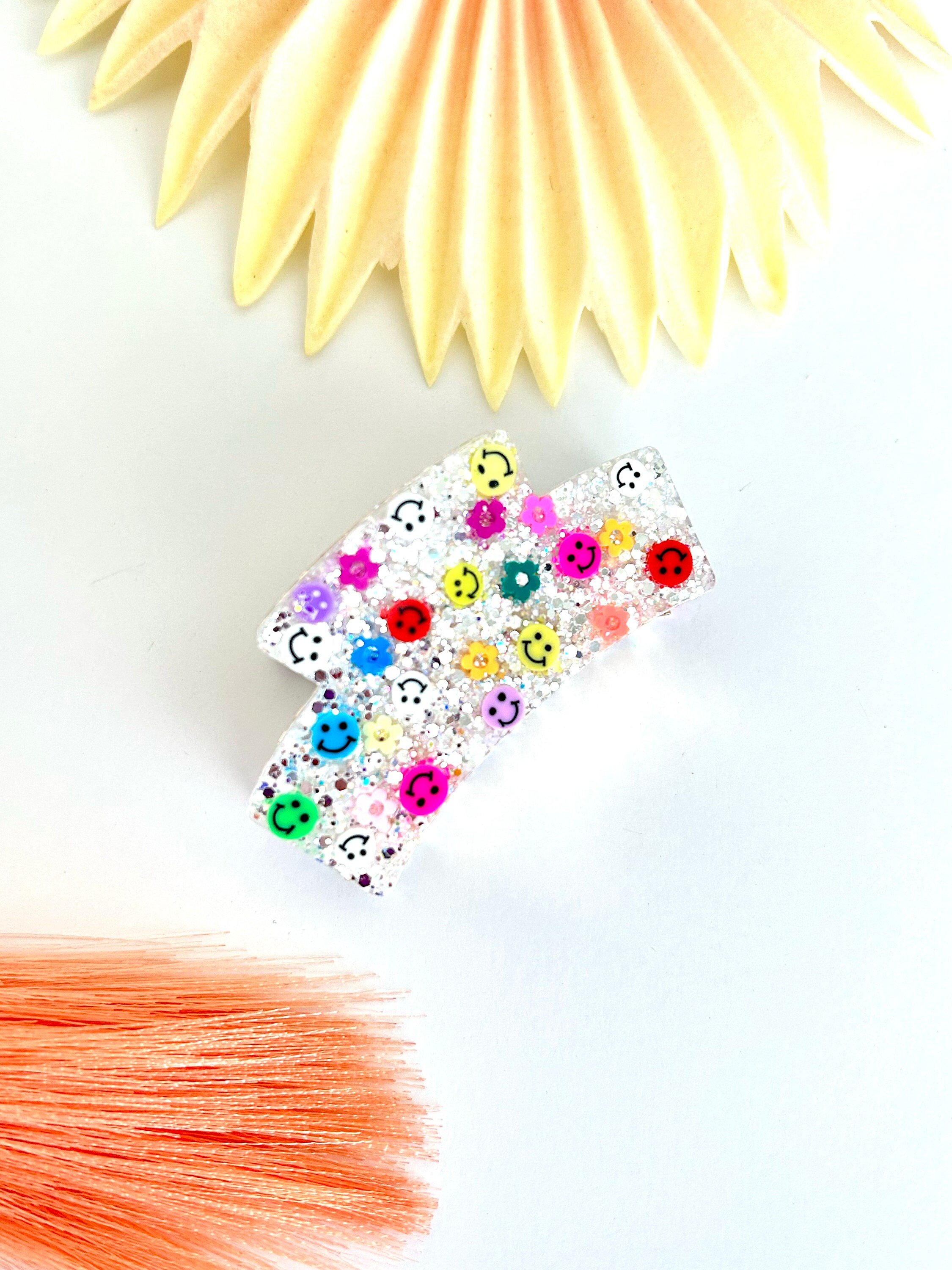 Smiley Face Claw Clip, Smiles and Flower Claw Clips, Fun Claw Clip ...