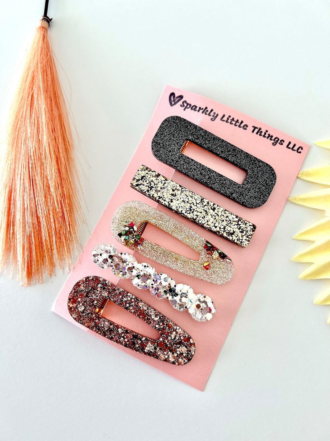 Glittery Hair Clips, Sparkly Hair Accessories, Neutral Clip Set, Gift ...