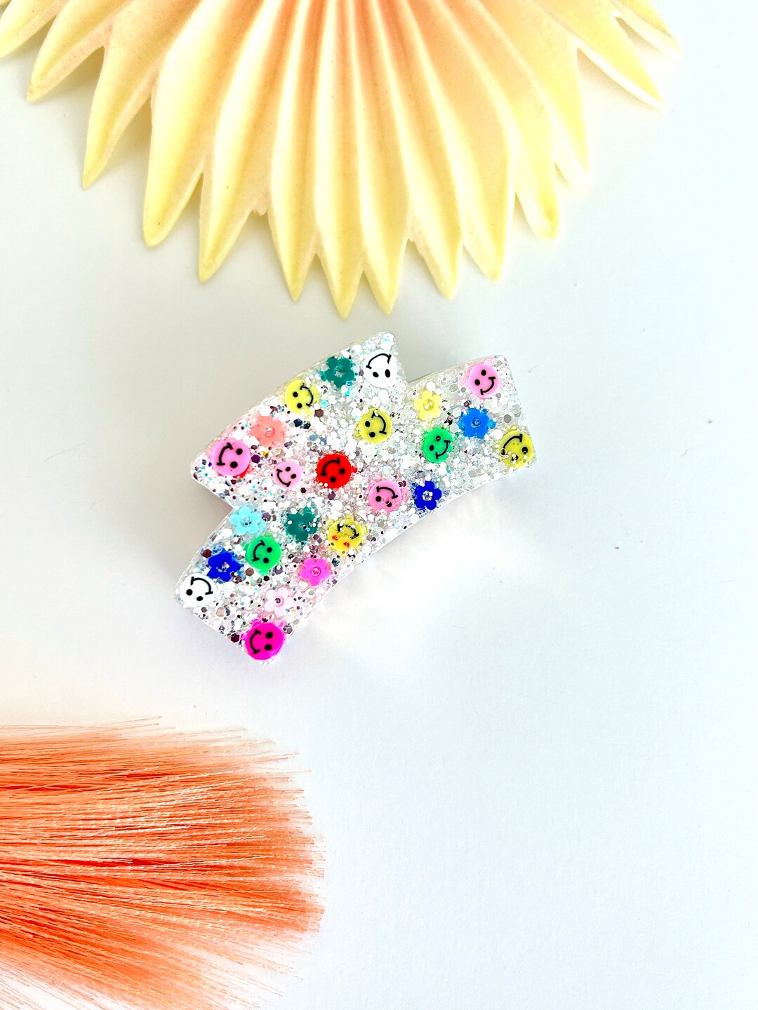 Smiley Face Claw Clip, Smiles and Flower Claw Clips, Fun Claw Clip ...