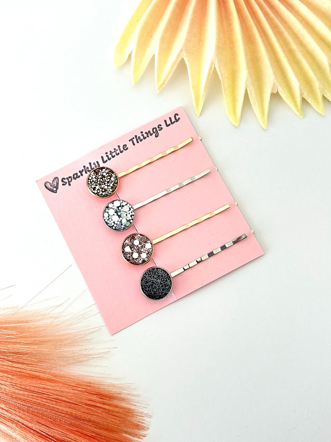Neutral Glitter Bobby Pins, Bobby Pin Set, Sparkle Pins, Neutral Colors ...