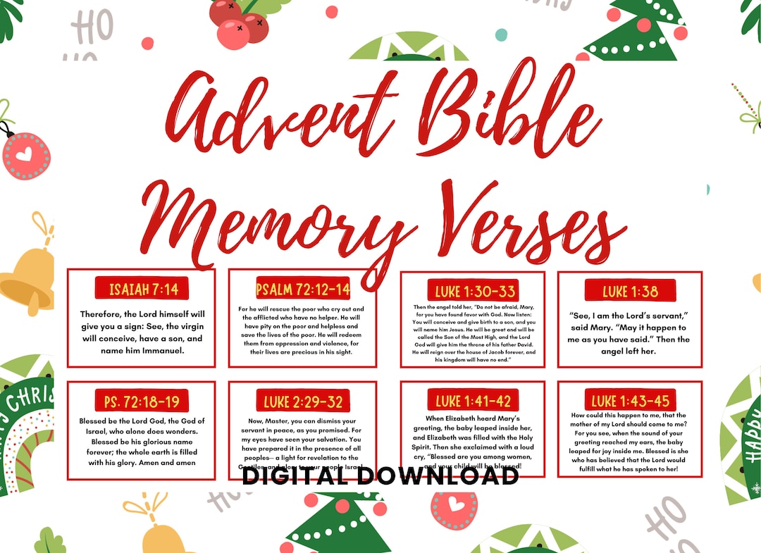 Advent and Christmas Bible Memory Verses. Scripture Memory Cards ...
